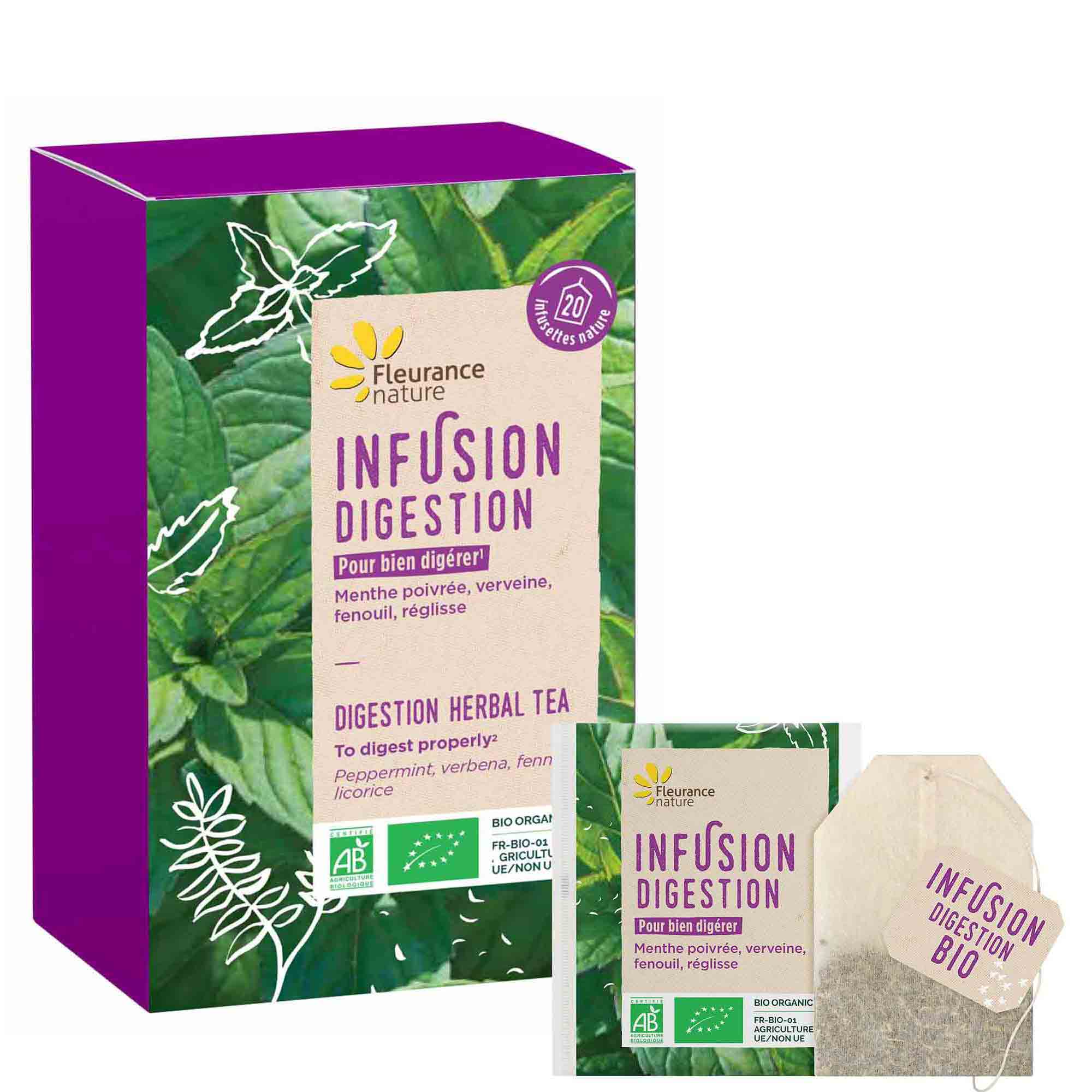 Organic digestion herbal tea - Fleurance Nature